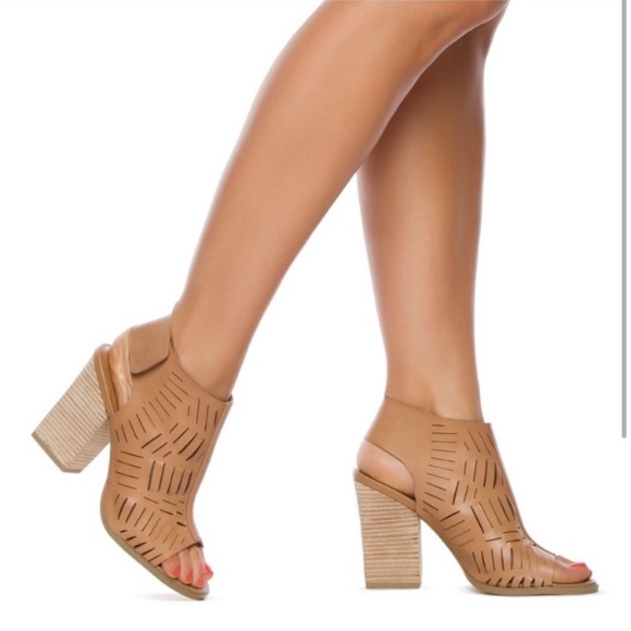 Report Signature | Shoes | Report Signature Tan Laser Cut Chunky Heel ...